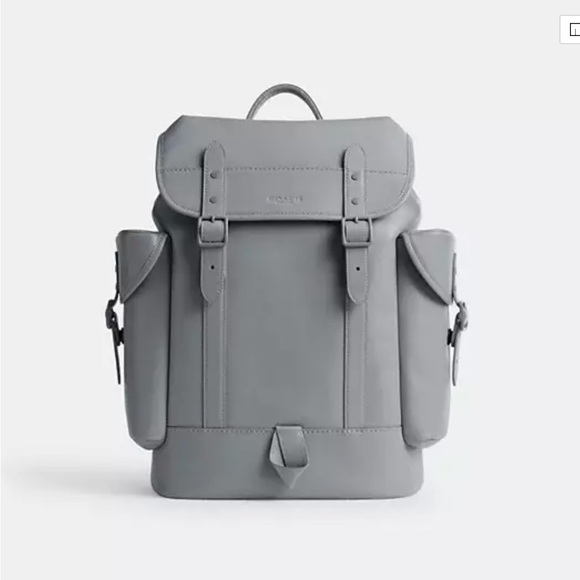 Coach | Bags | Coach Hitch Leather Backpack Cr846 Grey Blue | Poshmark
